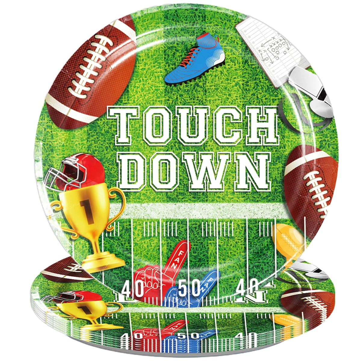 USUKUSI 20 Pieces Football Paper Plates for Superbowl 9 Inch Football ...