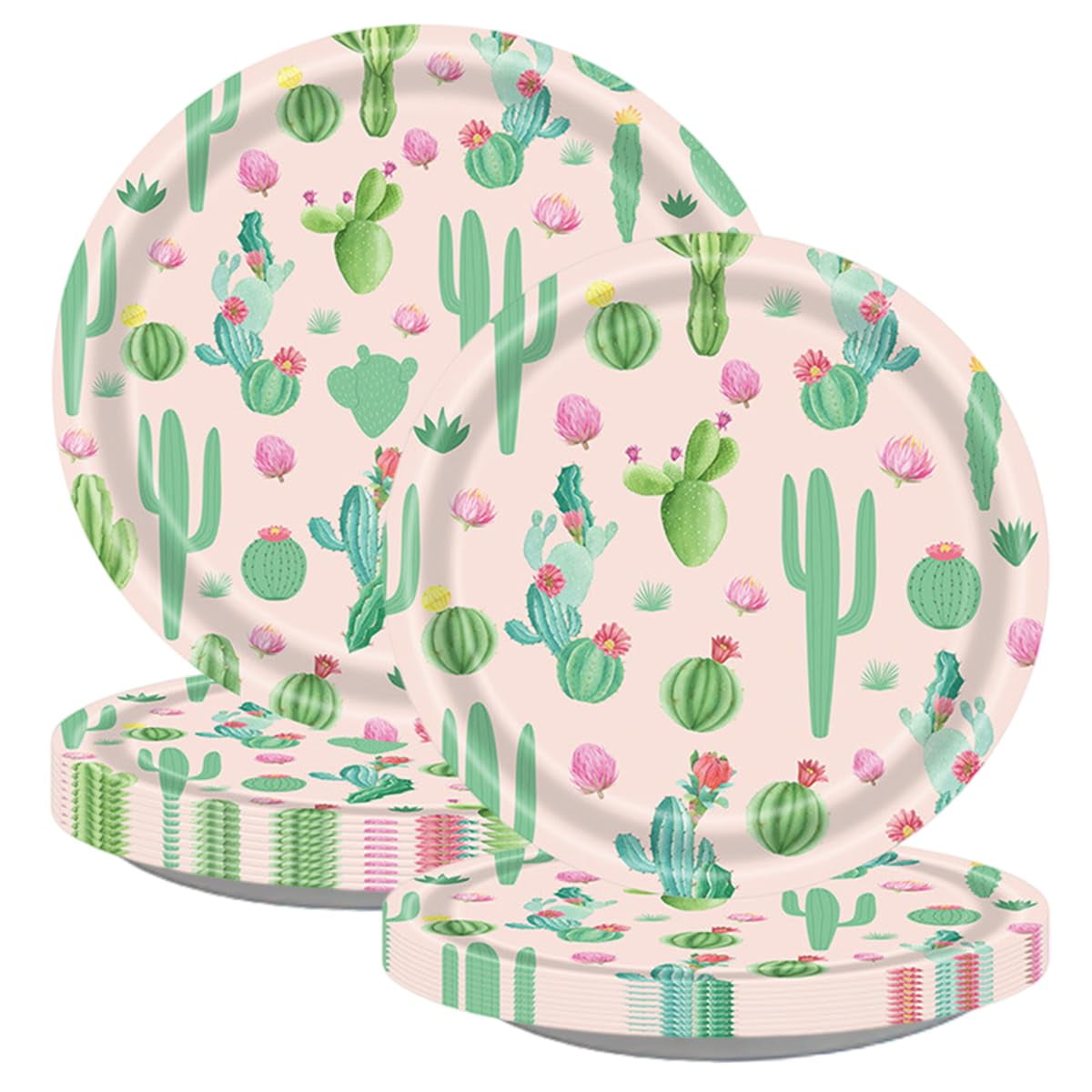 USUKUSI 50 Pcs Summer MSF2 Cactus Plates Party Decorations Disposable ...