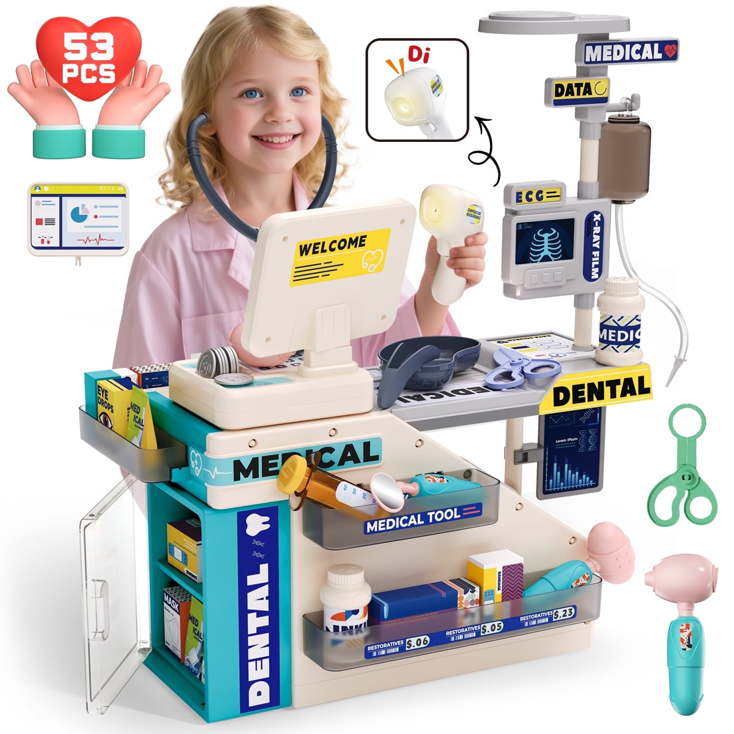 UUSUOO Doctor Kit for Toddlers 3-5, 53Pcs Doctor Kit for Kids,Pretend ...