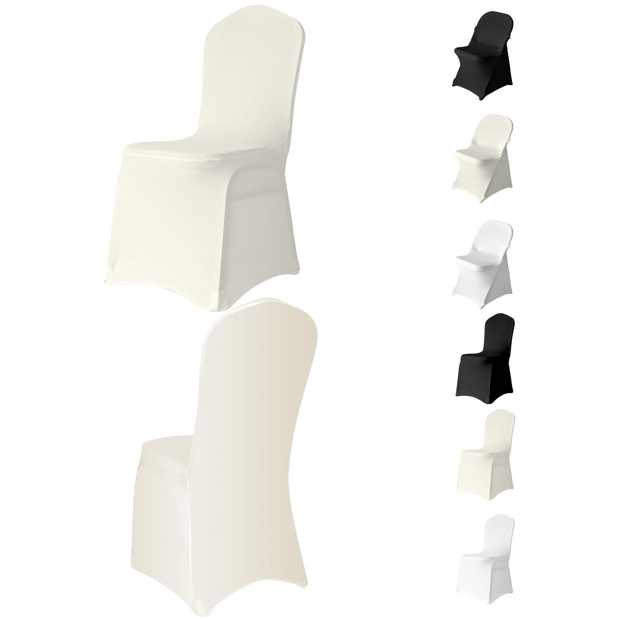 USVEVORUS 100 Pcs Ivory Chair Covers Polyester Spandex Chair Cover ...