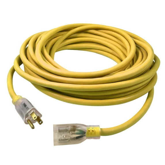 USW 25-Foot 10/3 Heavy-Duty Yellow Extension Cord with Lighted Plug ...