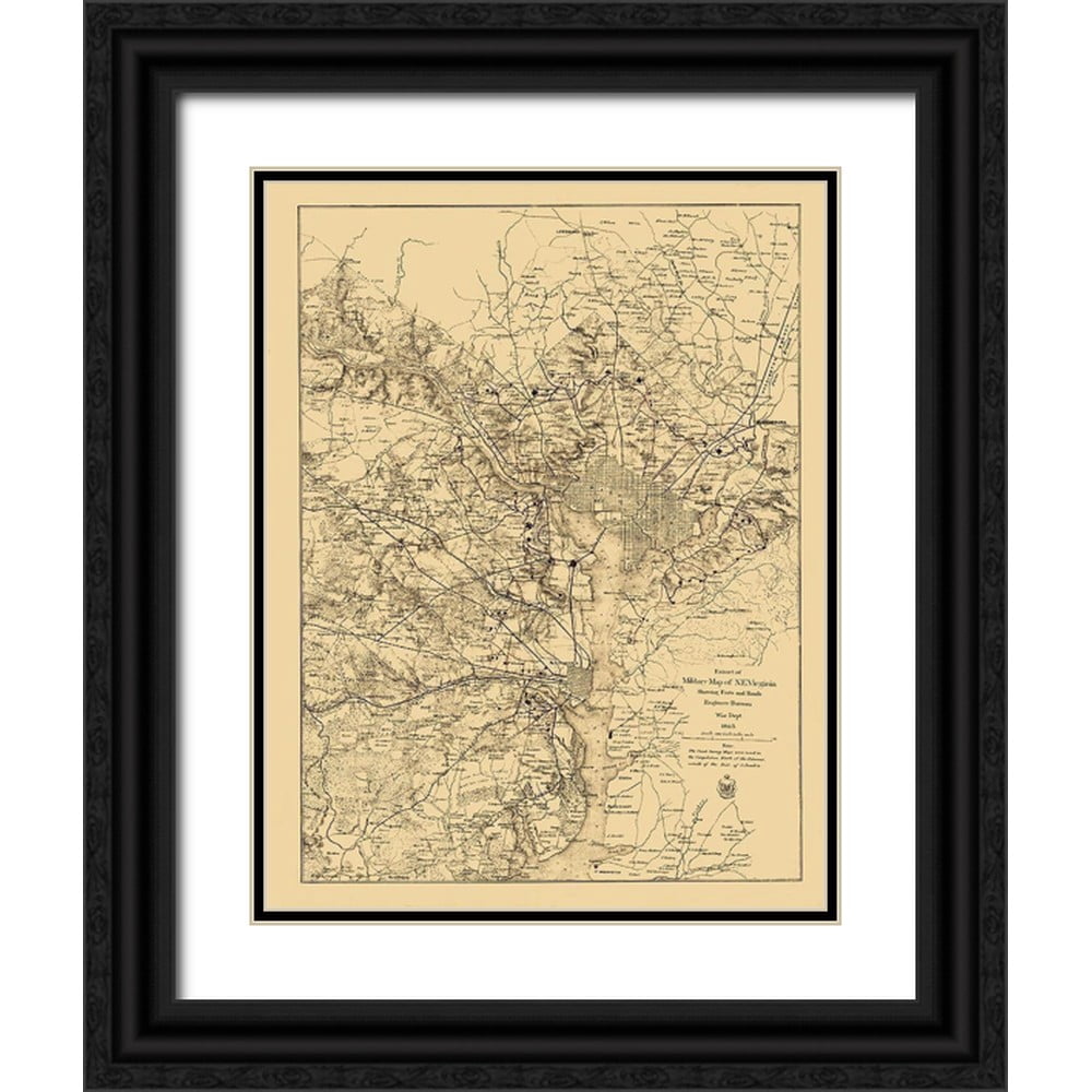 USWD 19x24 Black Ornate Wood Framed with Double Matting Museum Art ...