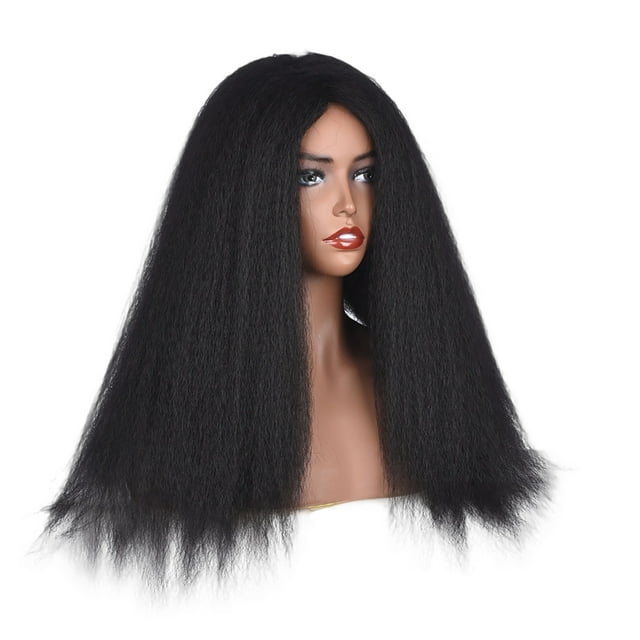 USYFAKGH Lace Front Wigs Straight Hair Dark Brown High Temperature Silk ...