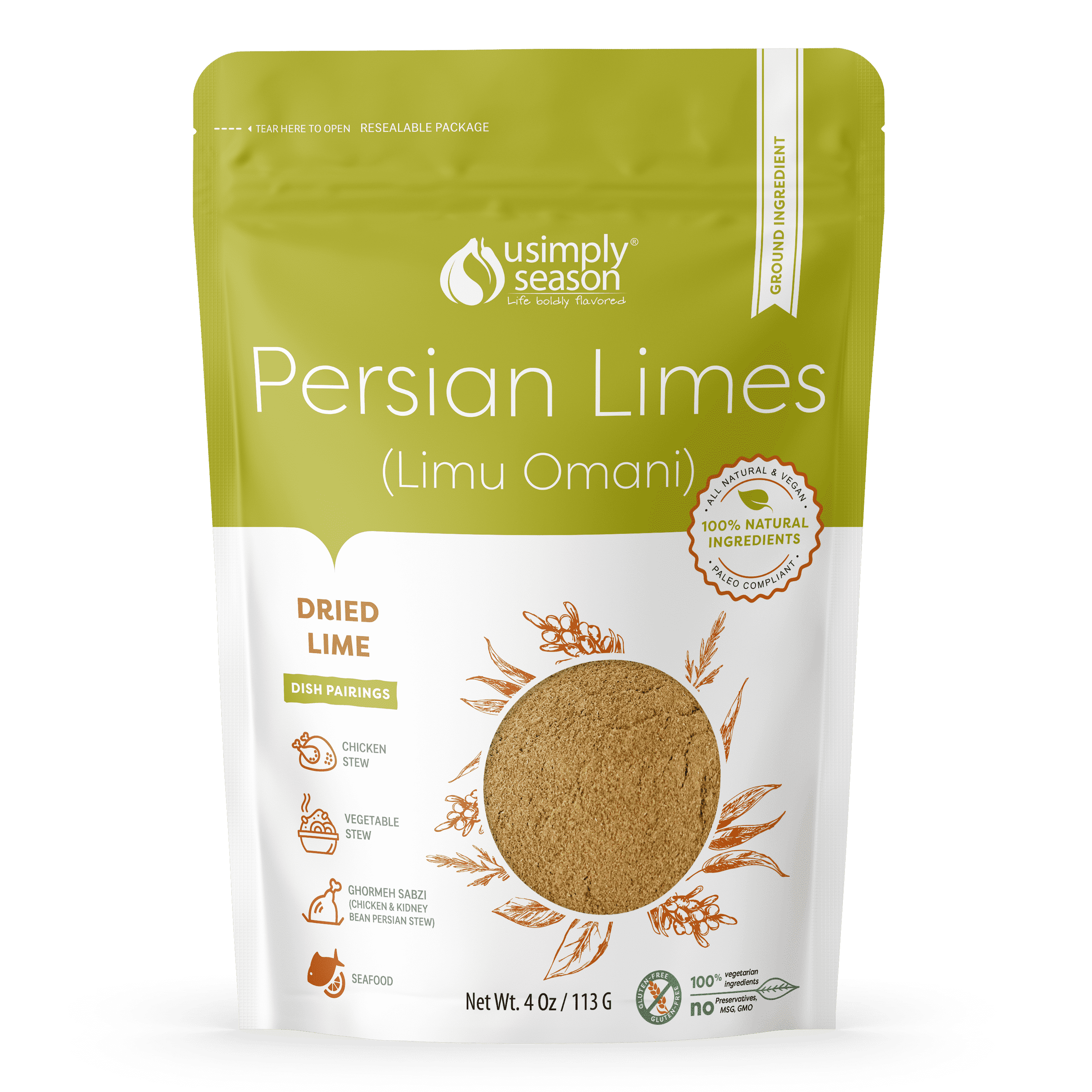 USimplySeason Persian Lime Powder, Dry Fruit Spice Seasoning, 4 oz ...