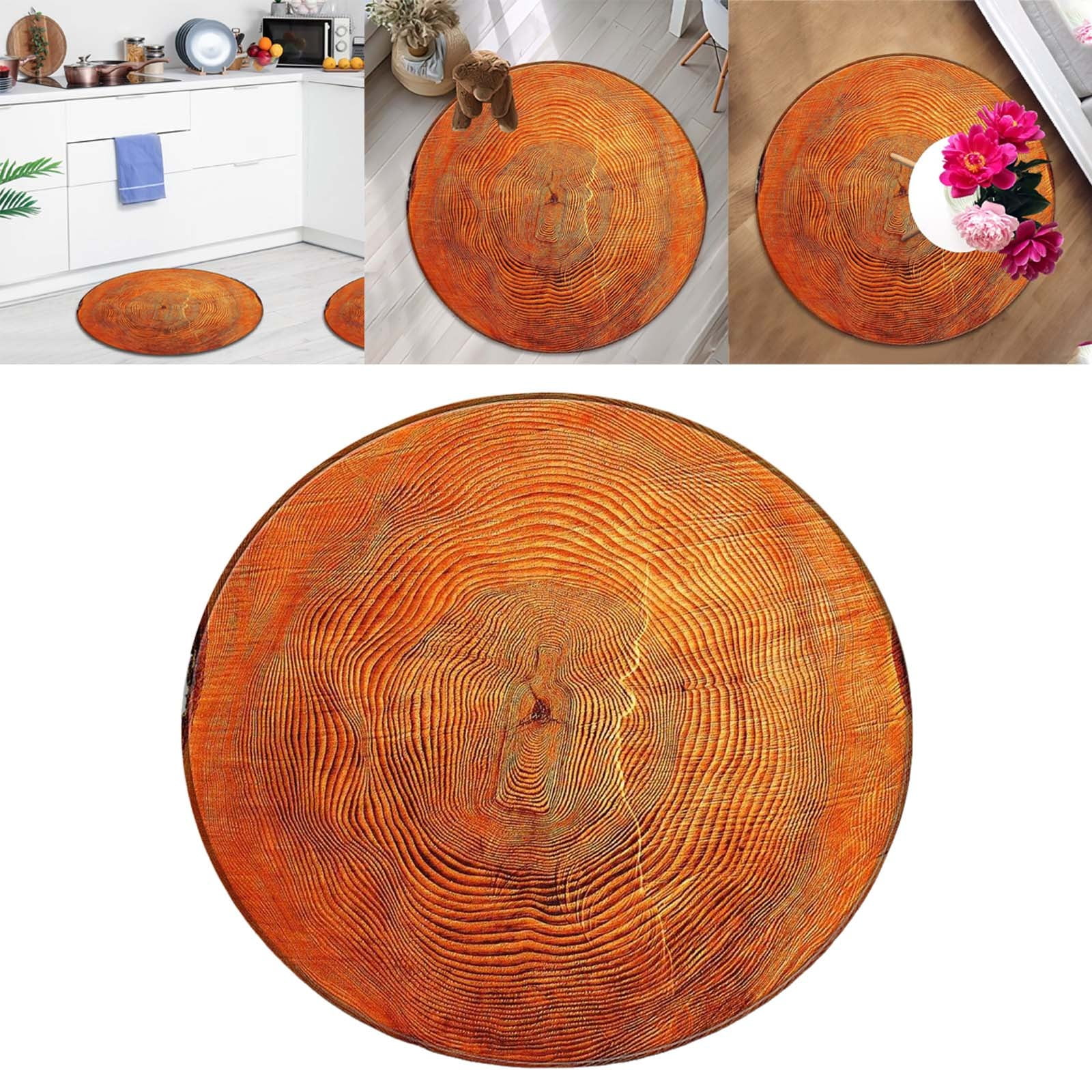 USky 2 Ft Round Area Rug | Wood Texture, Soft Absorbent Carpet for ...