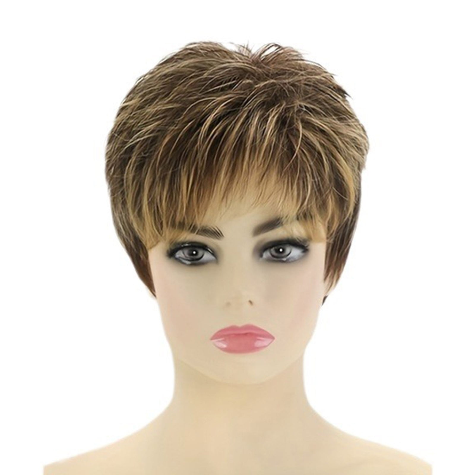 USky Pixie Cut Short Brown Wigs for Women, Synthetic Hair Replacement ...