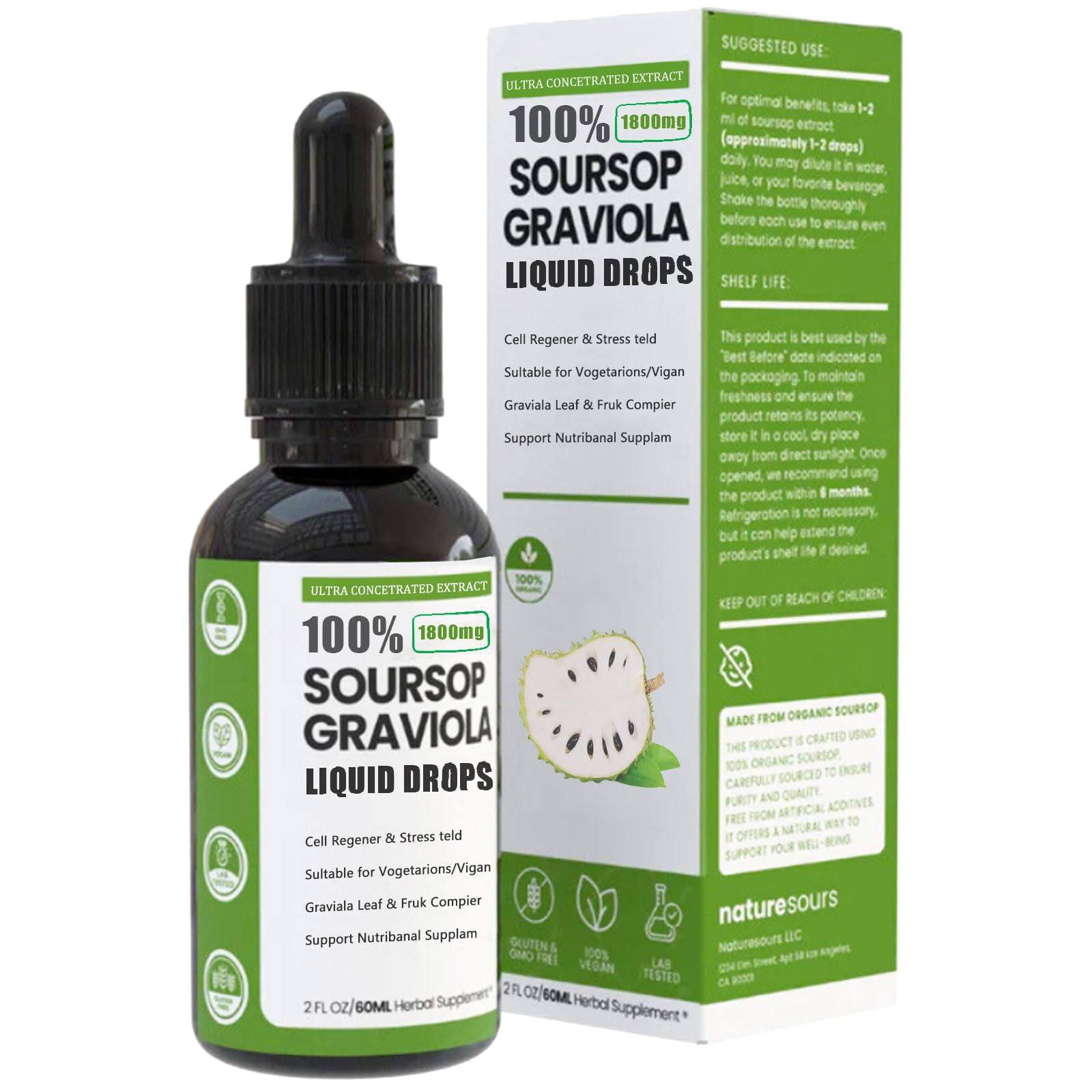 USky Soursop Graviola Liquid Drops, Supports Cell Regeneration & Immune ...