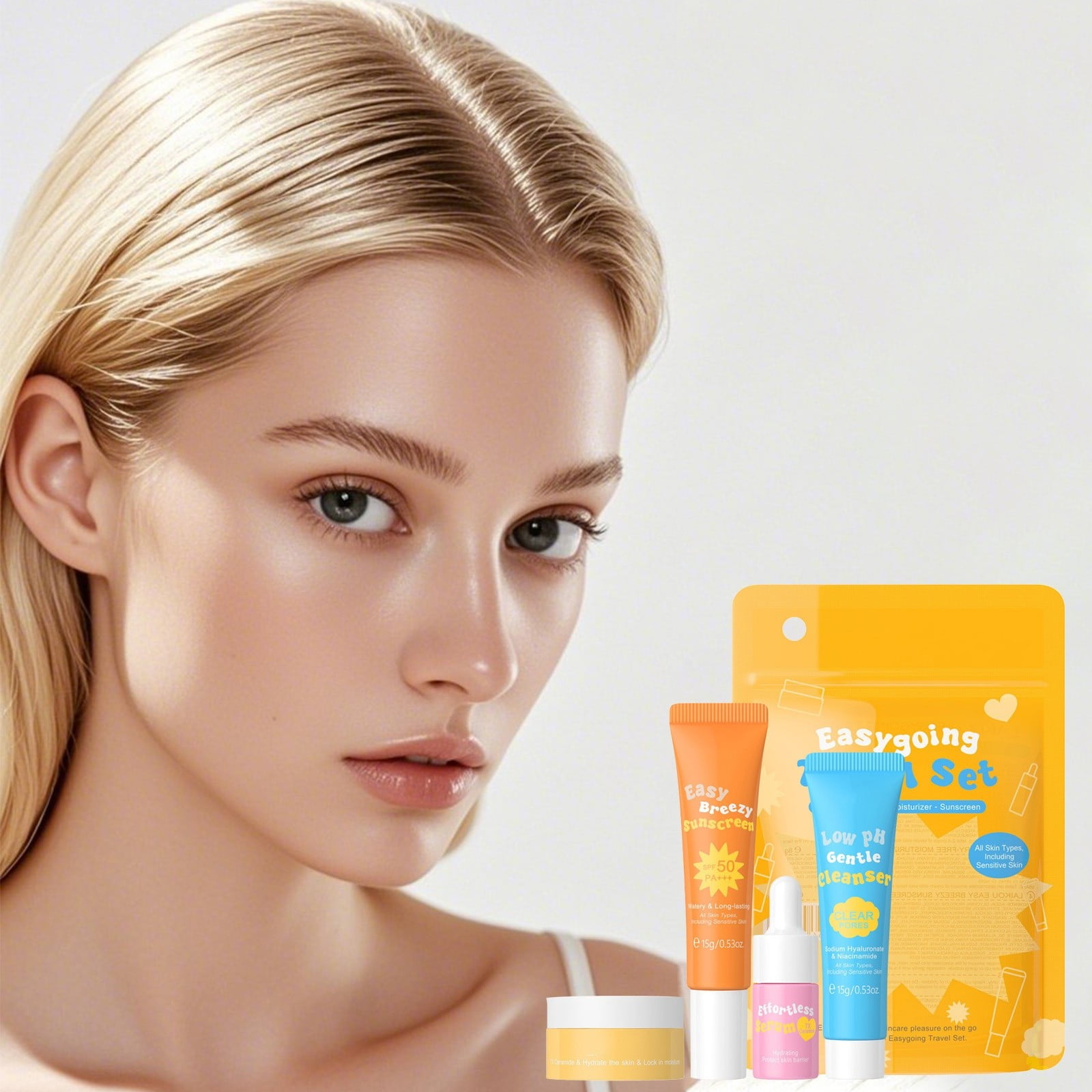 USky Travel Skincare Set: 4-Piece Mini Hydrating Kit with Cleanser ...