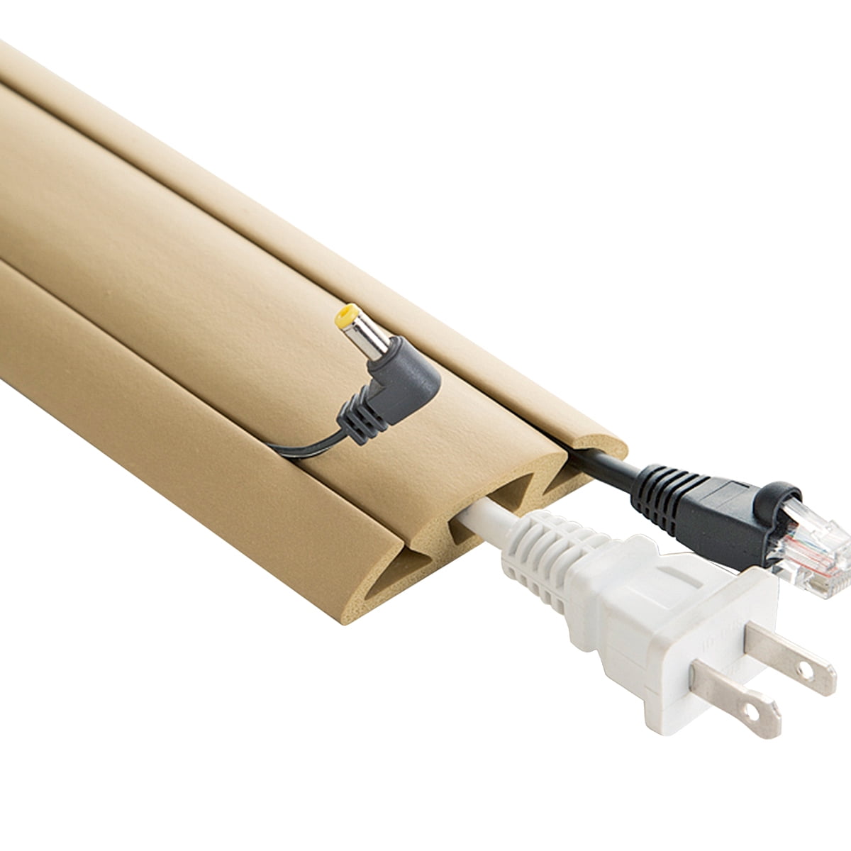 UT Wire 15 ft Cord Protector and Cover with 3 Channels for Floor, Beige ...