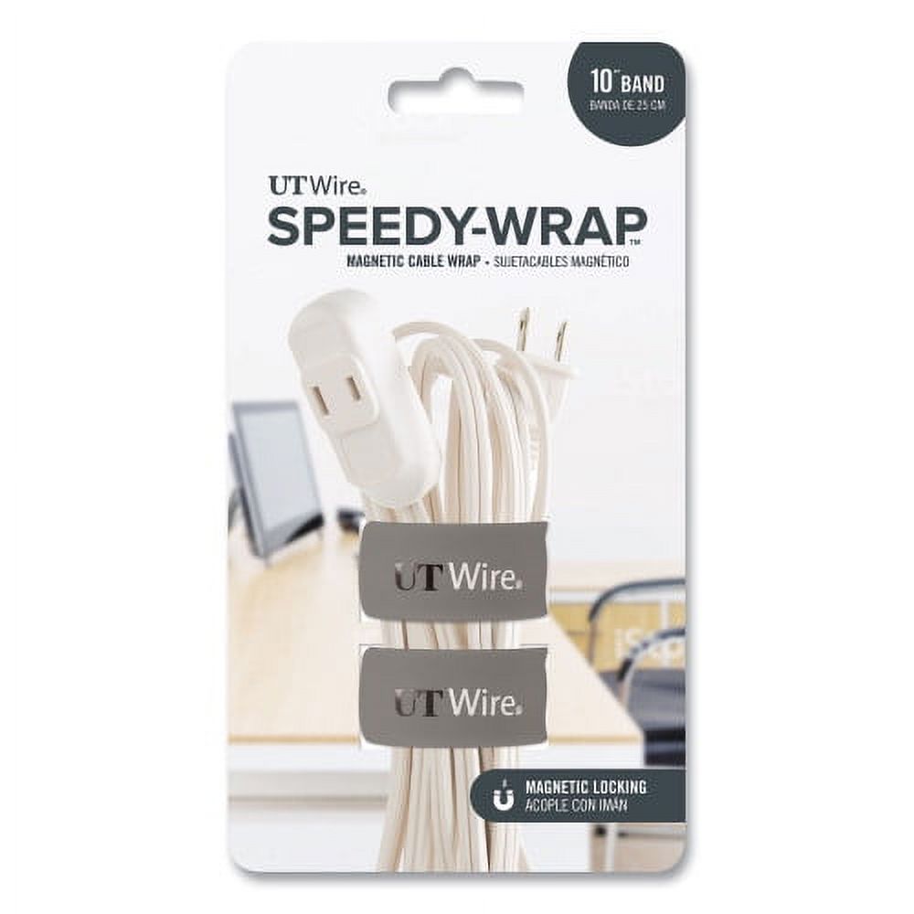 UT Wire Speedy-Wrap Magnetic Cable Wrap, 0.82" x 10", Gray, 2/Pack ...