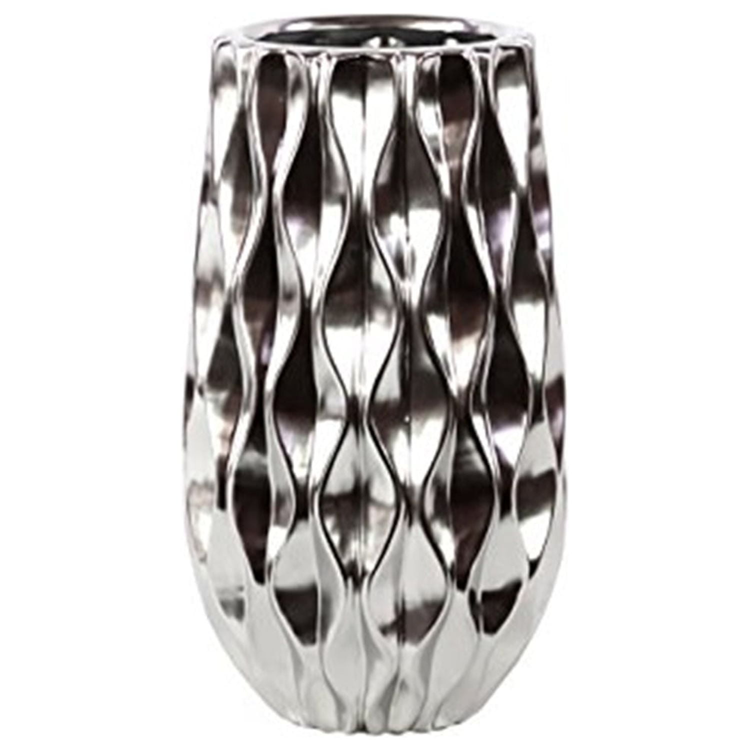 Ceramic Vase Polished Chrome Finish Silver 15"H - Walmart.com