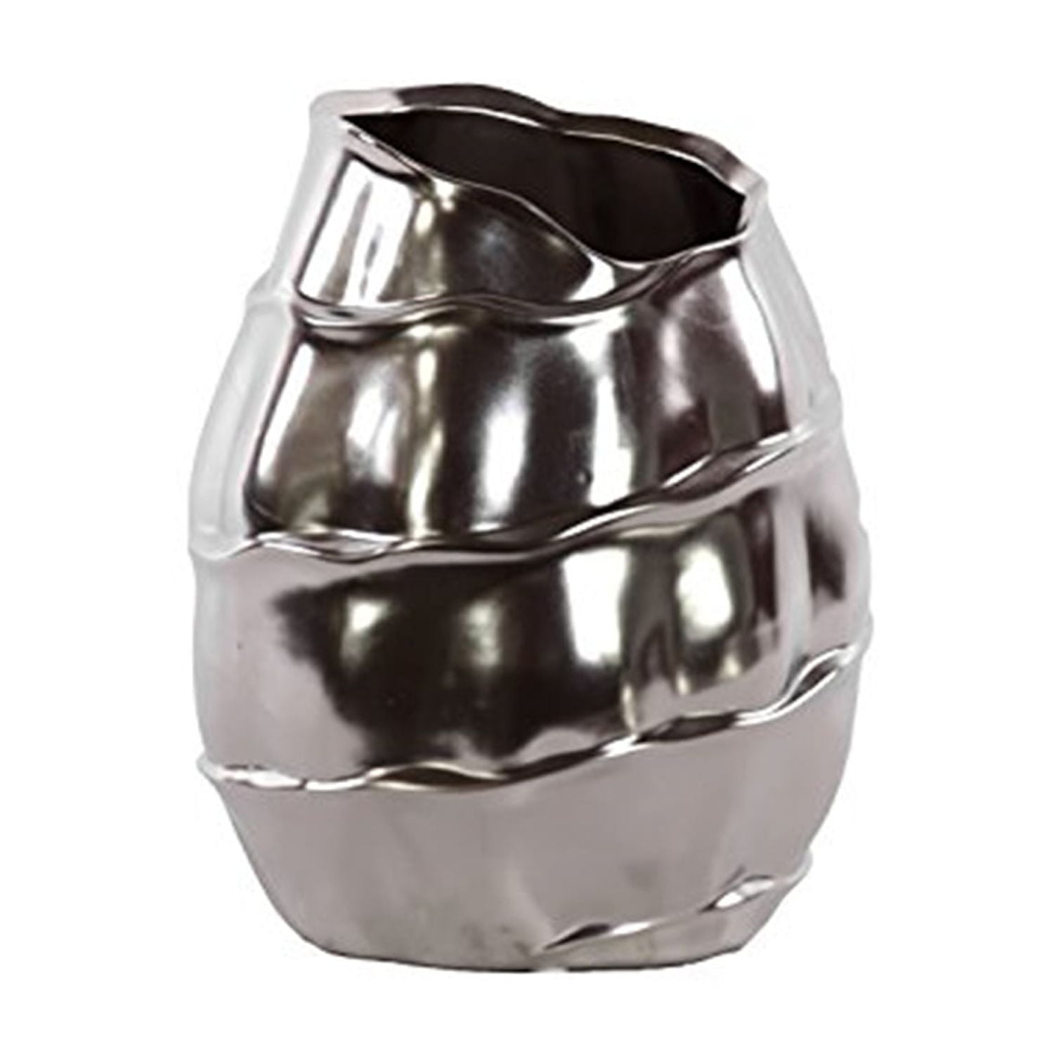 UTC11415 Ceramic Round Bellied Short Vase with Embossed Spiral Design ...