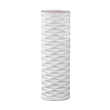 Ceramic Round Vase with Short Neck and Embossed Hexagonal Design Body ...