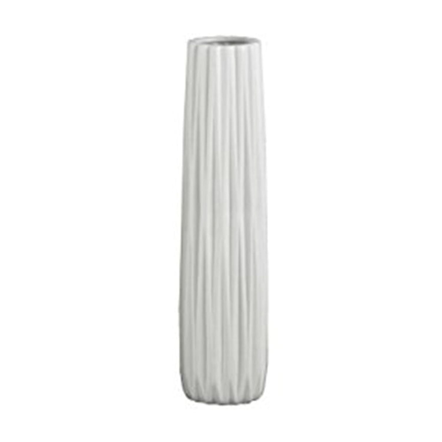 UTC21421 Ceramic Elongated Round Vase with Round Lip and Ribbed Design ...