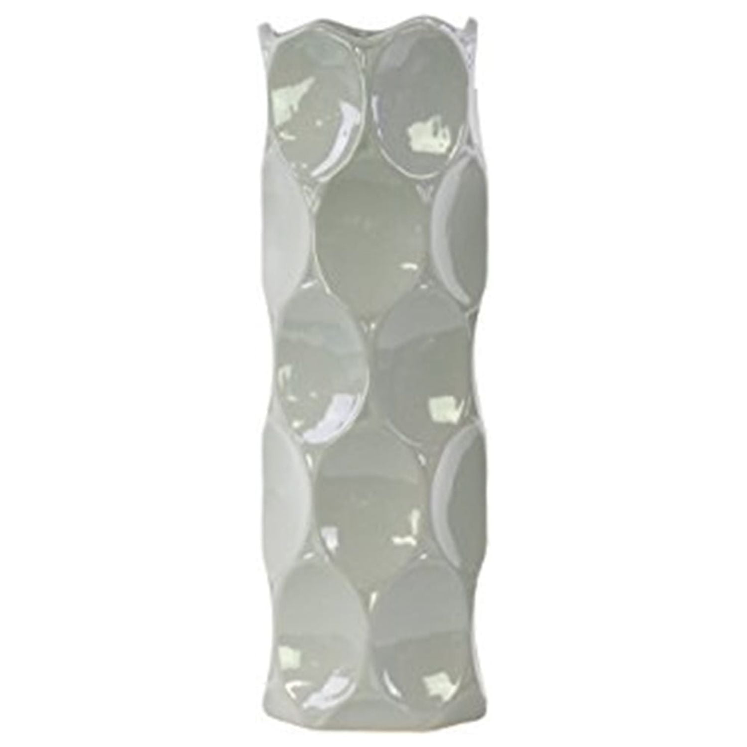 UTC24415 Ceramic Round Vase with Dimpled Sides LG Gloss Finish Gray ...