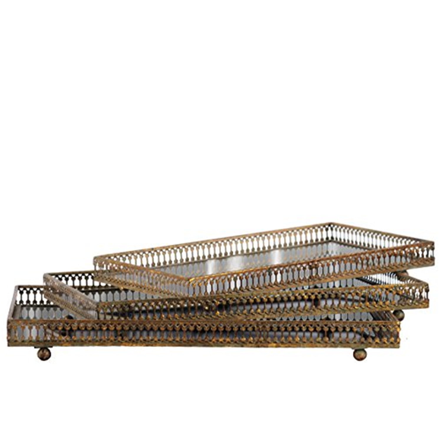 Metal Mirror Tarnished Finish Gold 1.75"H - Walmart.com