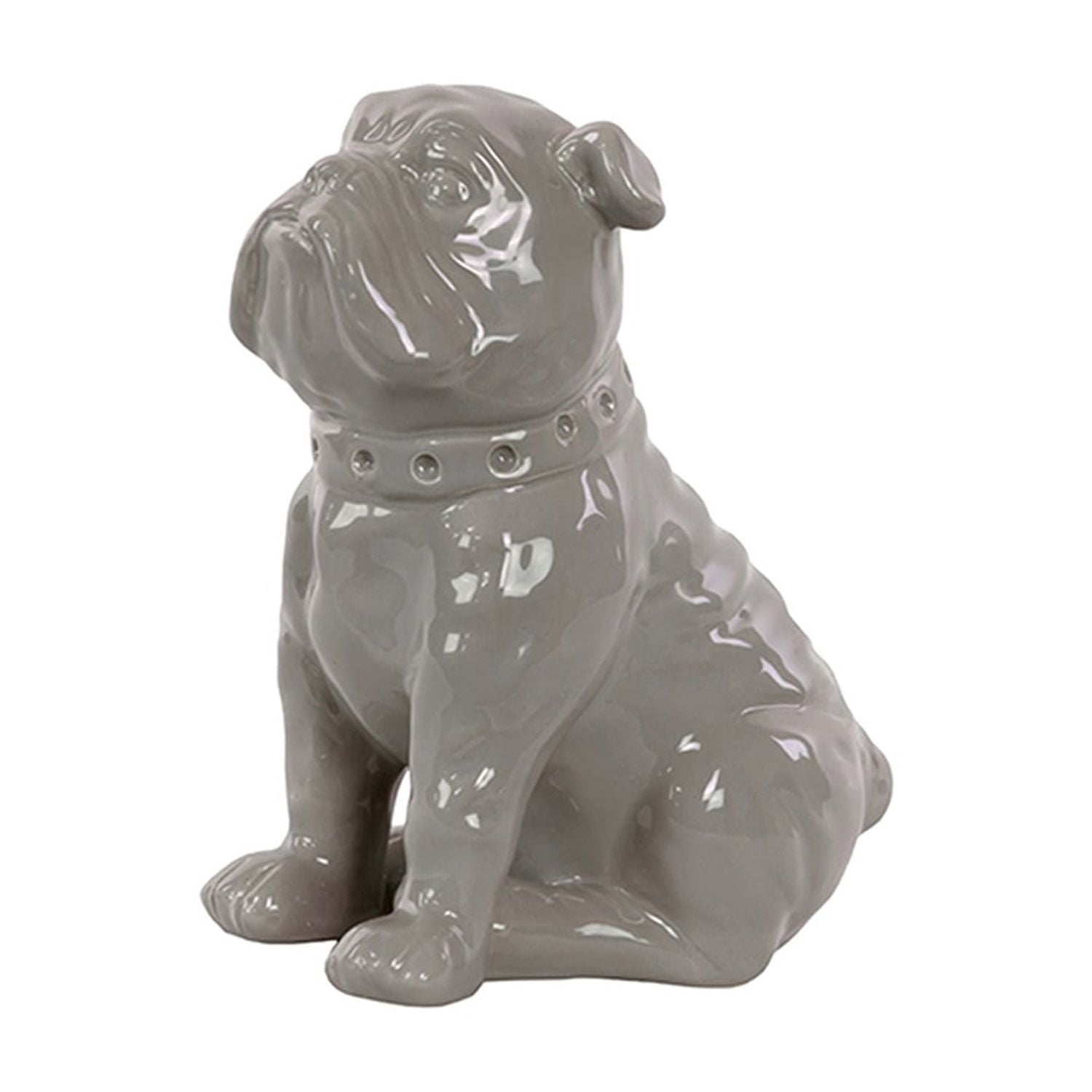 UTC38433 Ceramic Sitting British Bulldog Figurine with Collar Gloss ...