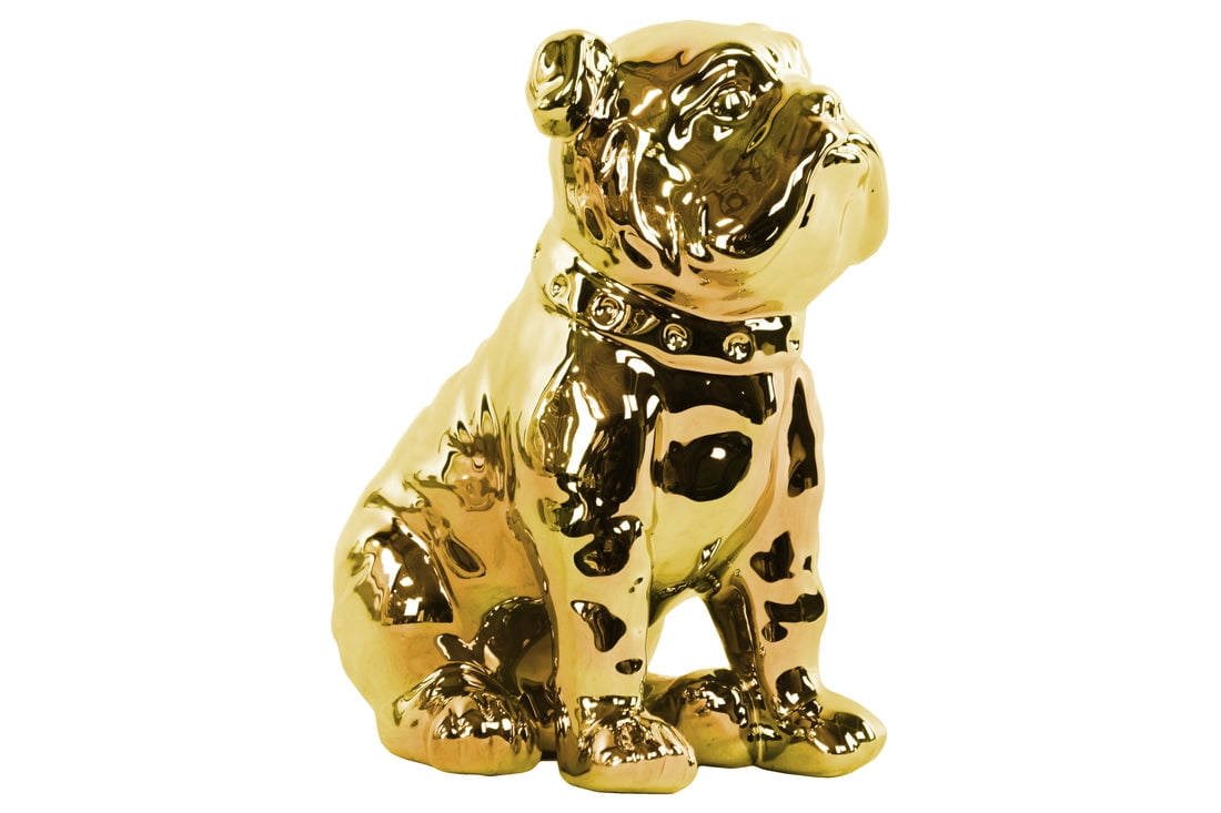 Hudson Glossy Gold Bulldog Figurine – Decorative Ceramic Dog Statue ...