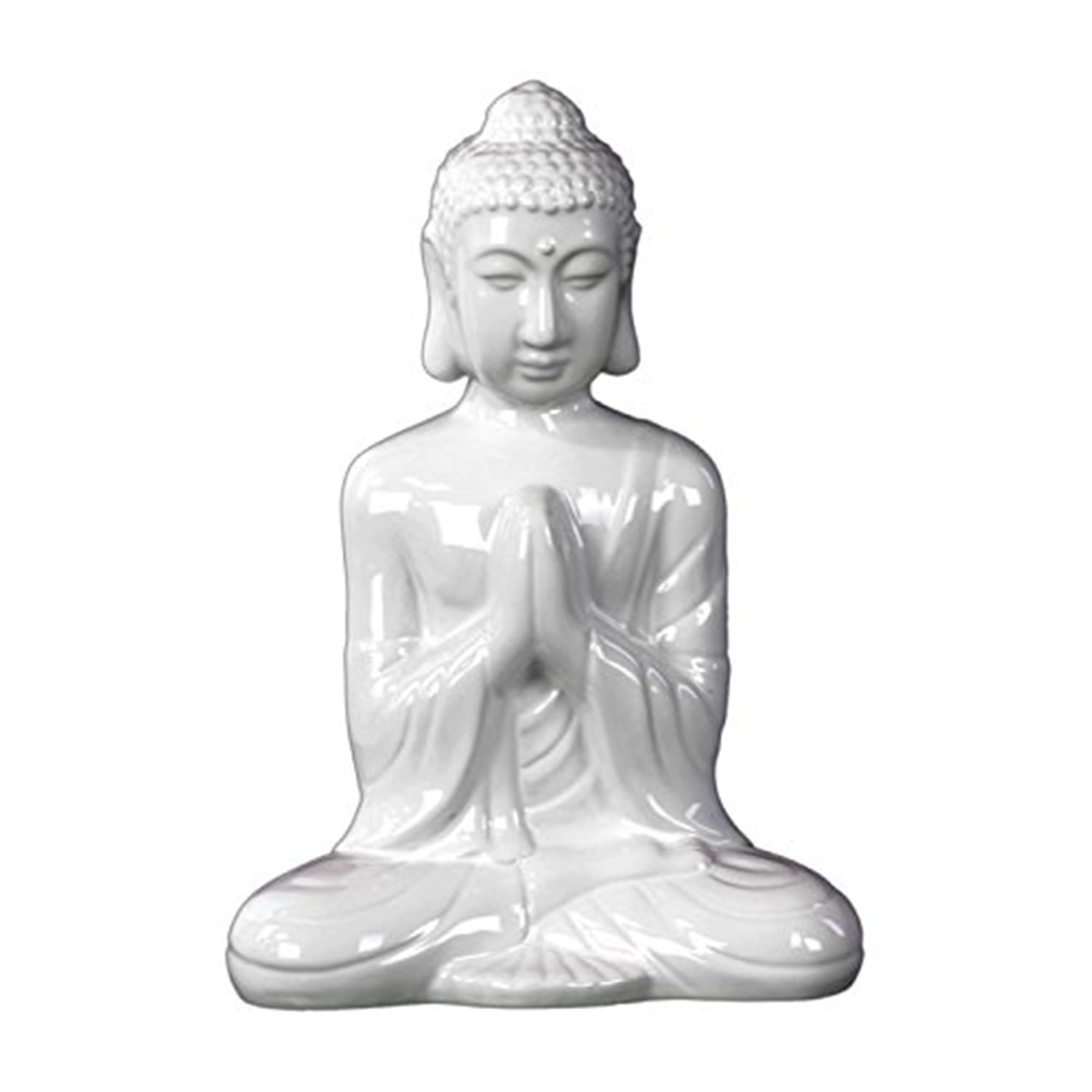 UTC46739 Ceramic Meditating Buddha Figurine with Rounded Ushnisha in ...
