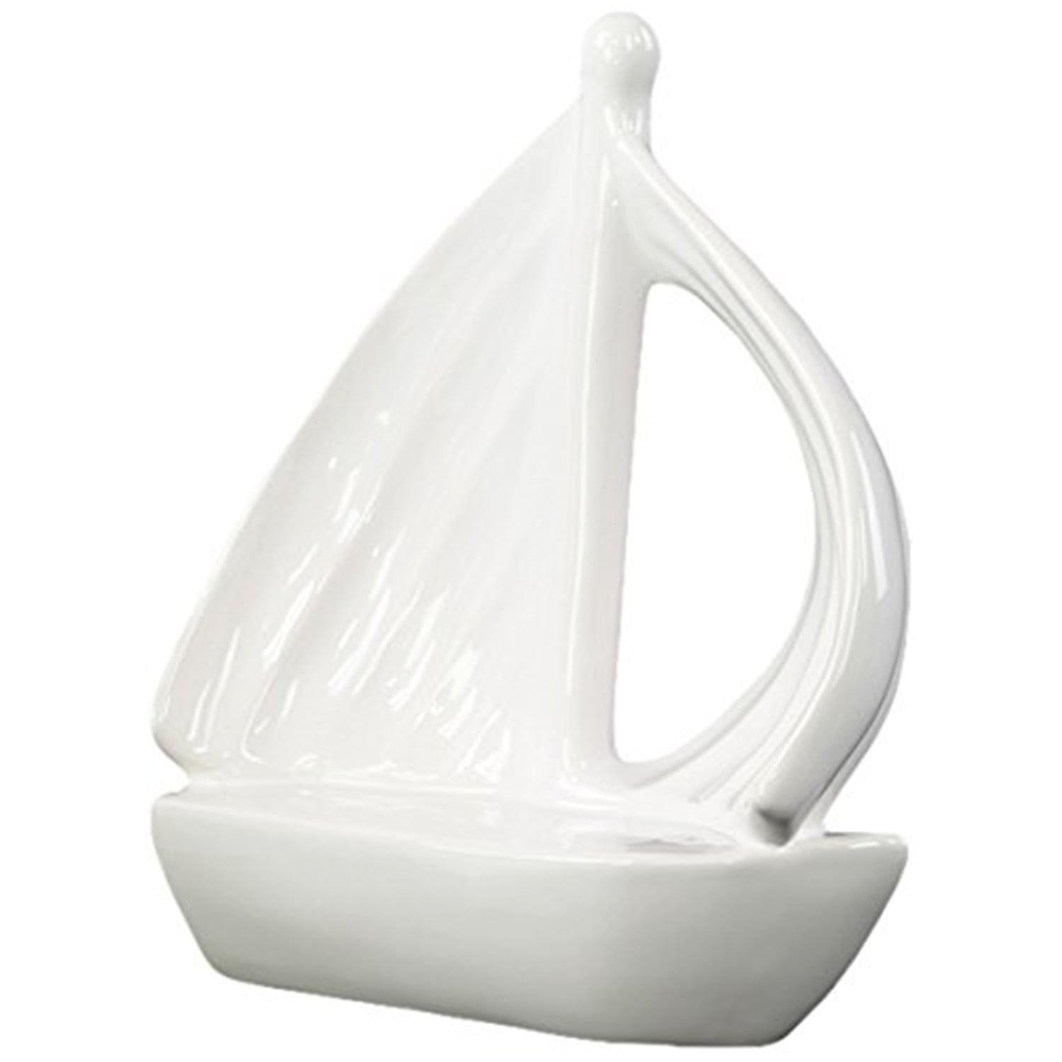 Ceramic Boat Figurine SM Gloss Finish White - Walmart.com