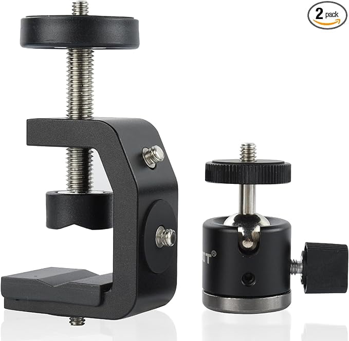 UTEBIT C-Clamp with Mini Ball Head，Desk Clamps Set Aluminum with 1/4 ...