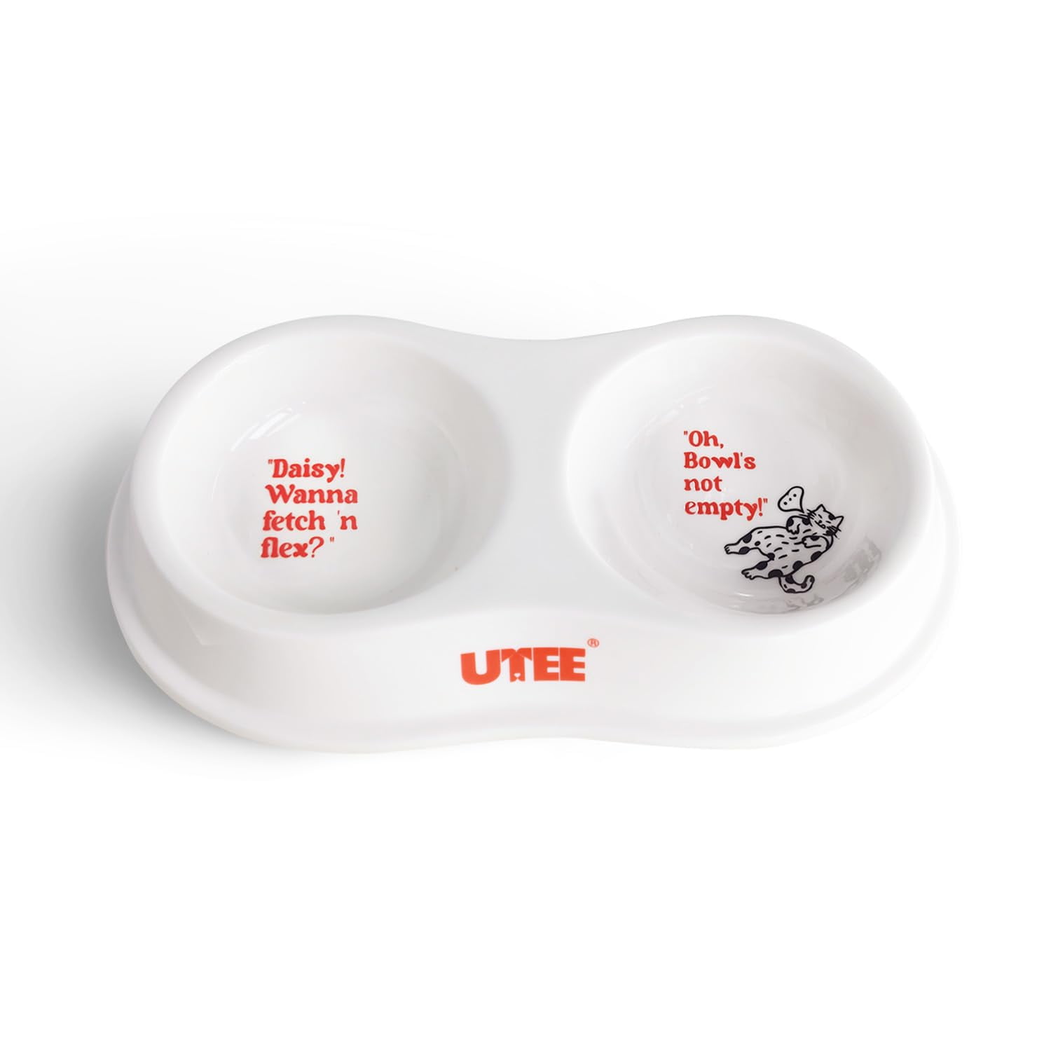 UTEE Cat Luxury Fine TGF4 Bone China Double Feeder Bowls, Pet Water and Food Dishes for Cats and ...