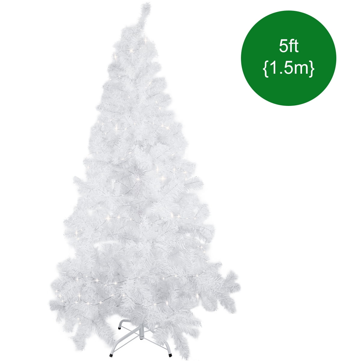 UTEN 5ft White Artificial Christmas Tree with Hinged Spruce, Foldable ...