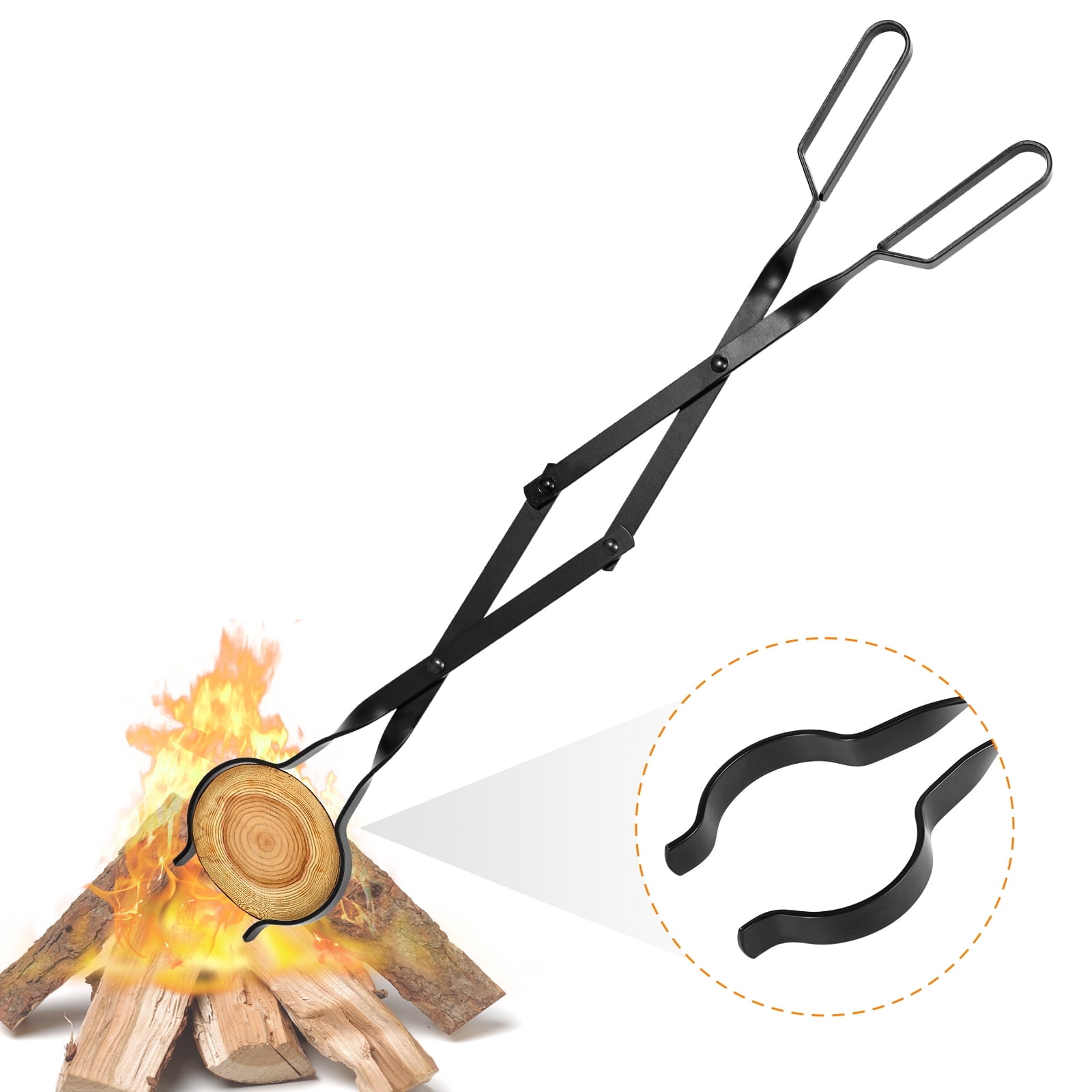 UTEN Log Grabber Fireplace Tongs Wood Fired Oven Tool Grill Camping ...