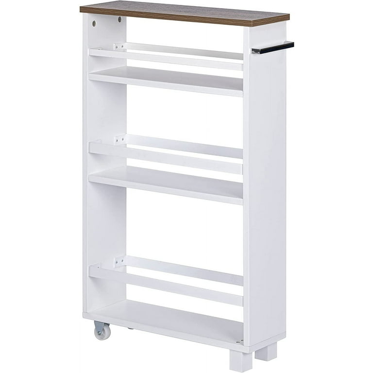 Narrow Rolling Pantry Shelf Slim Storage Cart, Kitchen Rolling Cart,