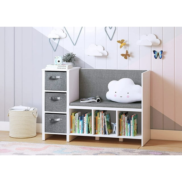 UTEX Kids Bookshelf & Toy Box, Toddler Room Furniture, Playroom Storage ...