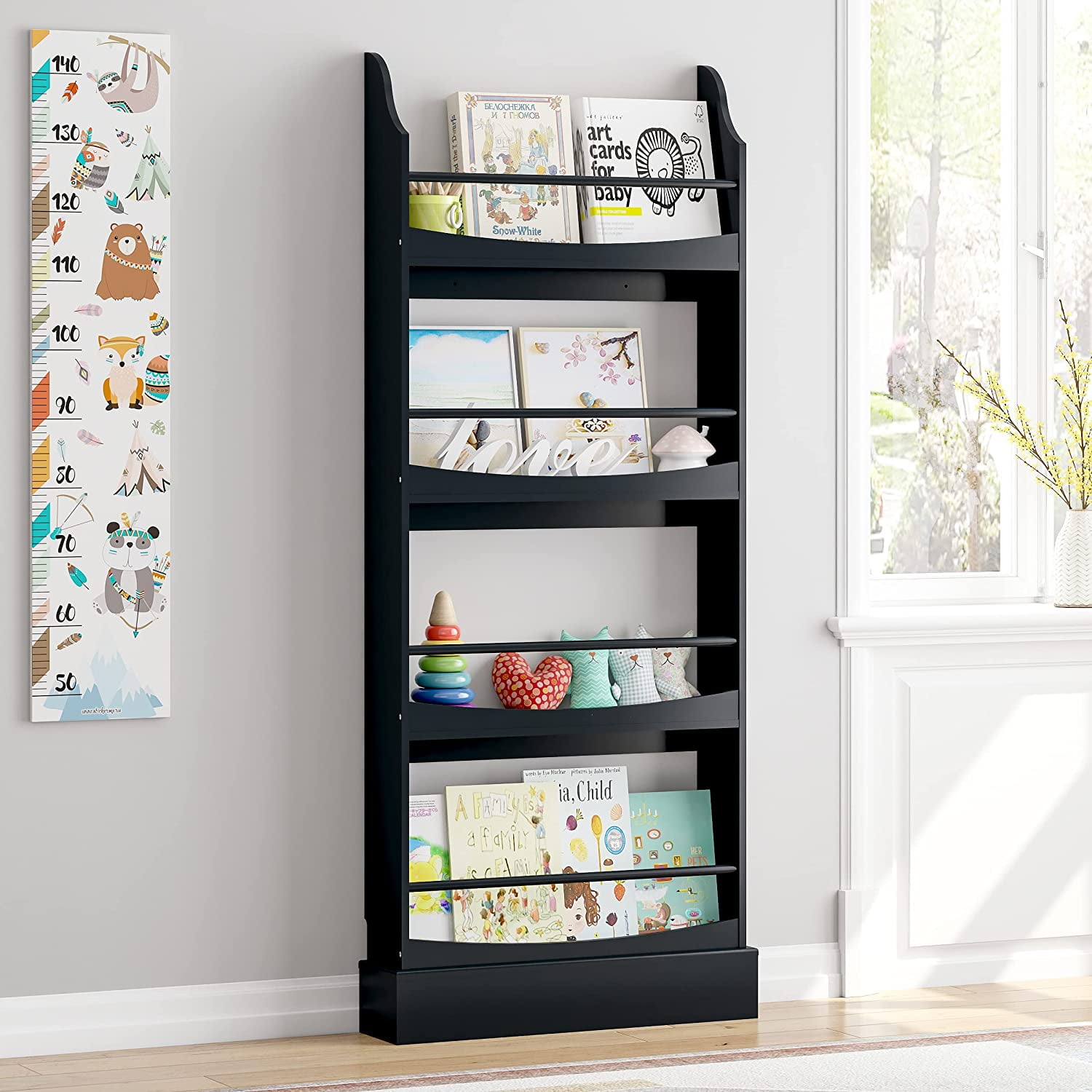 UTEX Mounted Kids Bookshelf, 4-Tier Display Shelves for Nursery ...