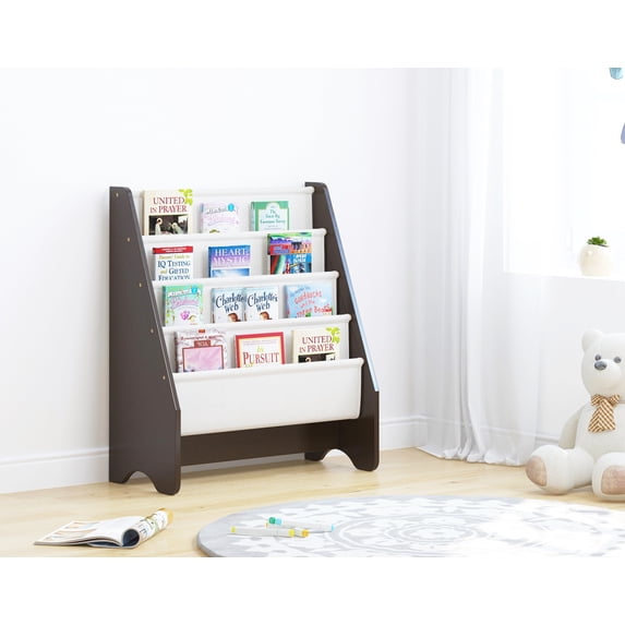 UTEX Kids Sling Bookshelf, Magazine Rack, 12"D x 25"W x 28"H, Espresso ...