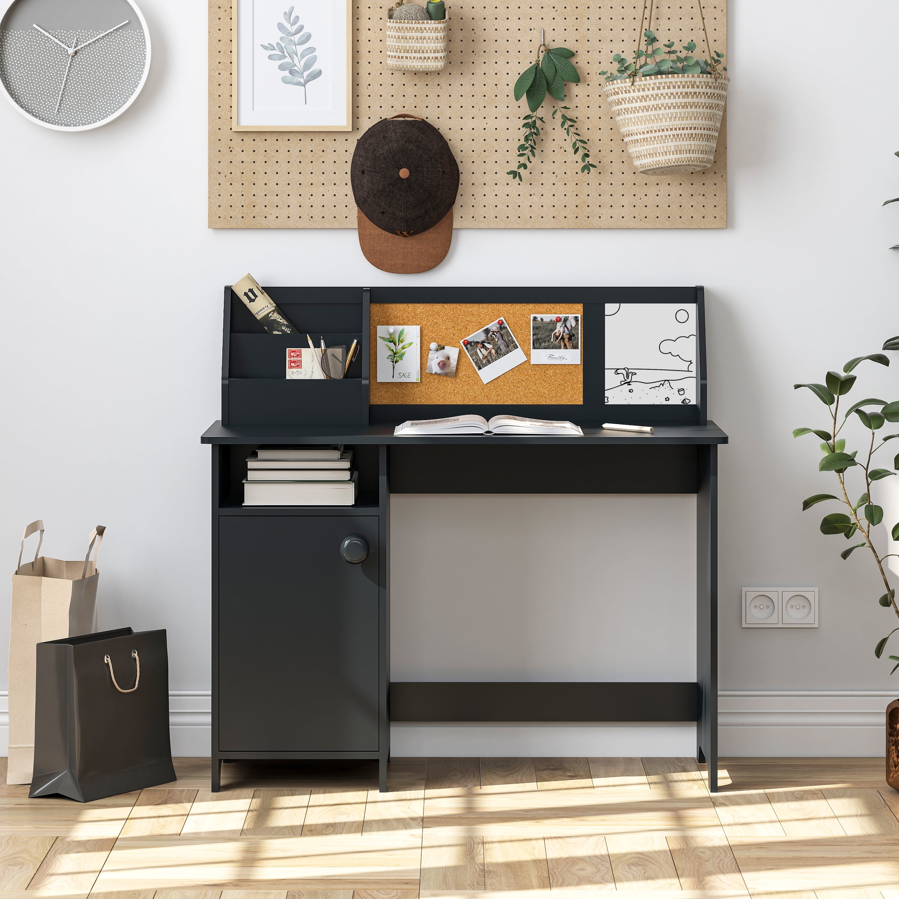 UTEX Functional Child's Study Desk with Hutch, Wooden Writing Table ...