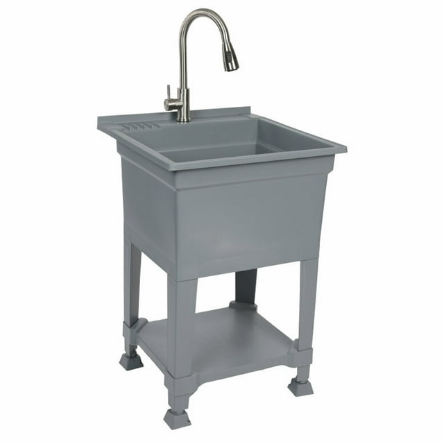 "UTILITYSINKS 24"" Plastic Freestanding Compact Utility Sink, Grey ...