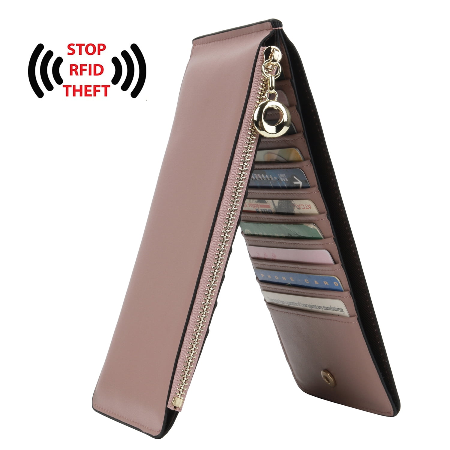 UTO Genuine Leather Women Wallet RFID Blocking Bifold Multi Card Holder ...