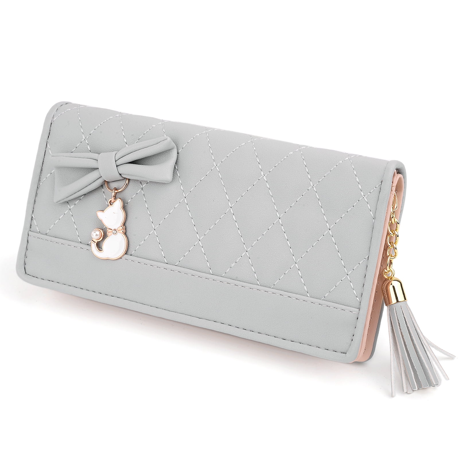 UTO Long Wallet for Women PU Leather Bifold Cute Cat Purse Phone Card ...