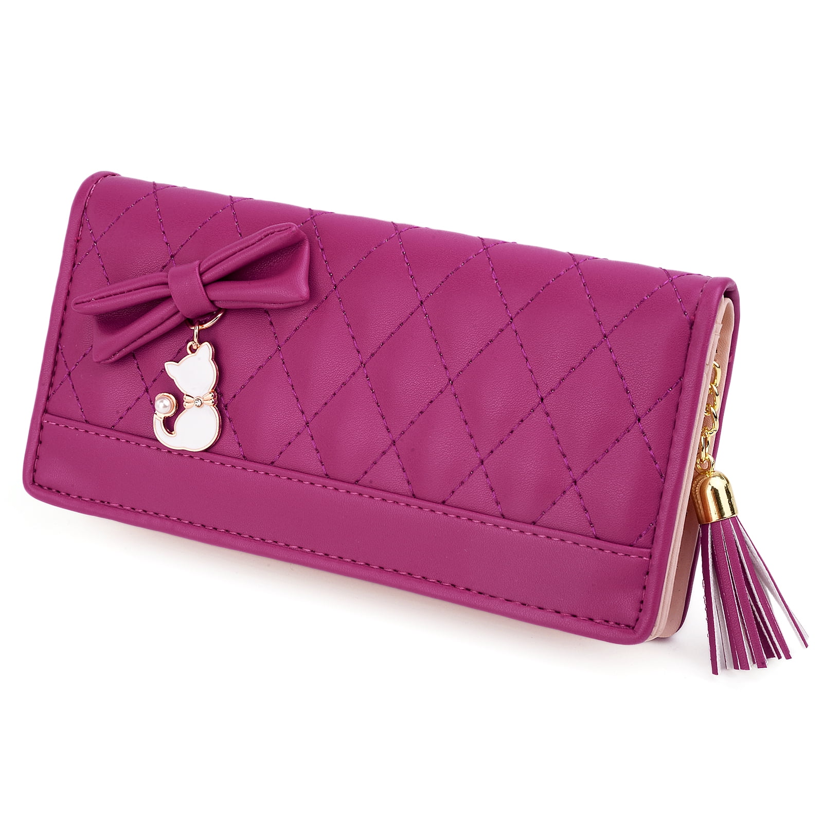 UTO Long Wallet for Women PU Leather Bifold Cute Cat Purse Phone Card ...