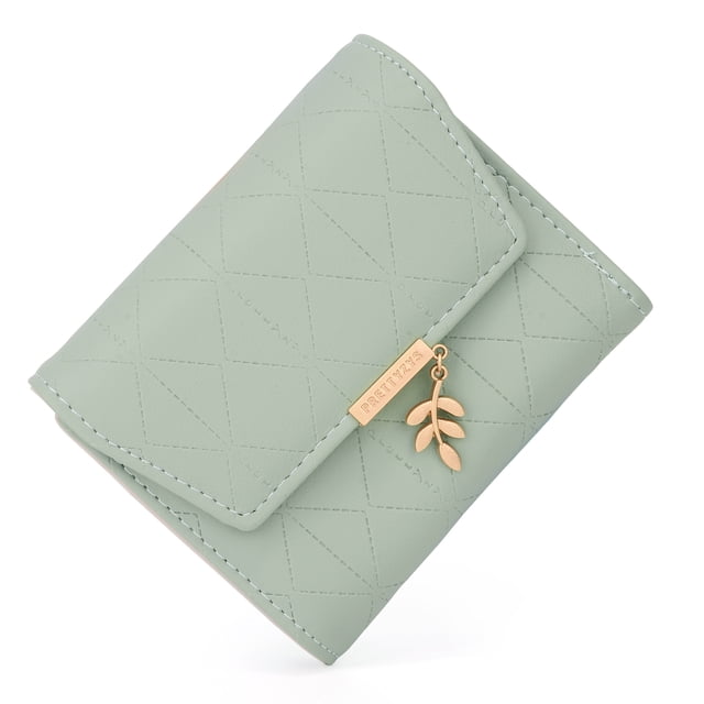 UTO Small Wallet for Women PU Leather Leaf Pendant Bifold Purse Card ...