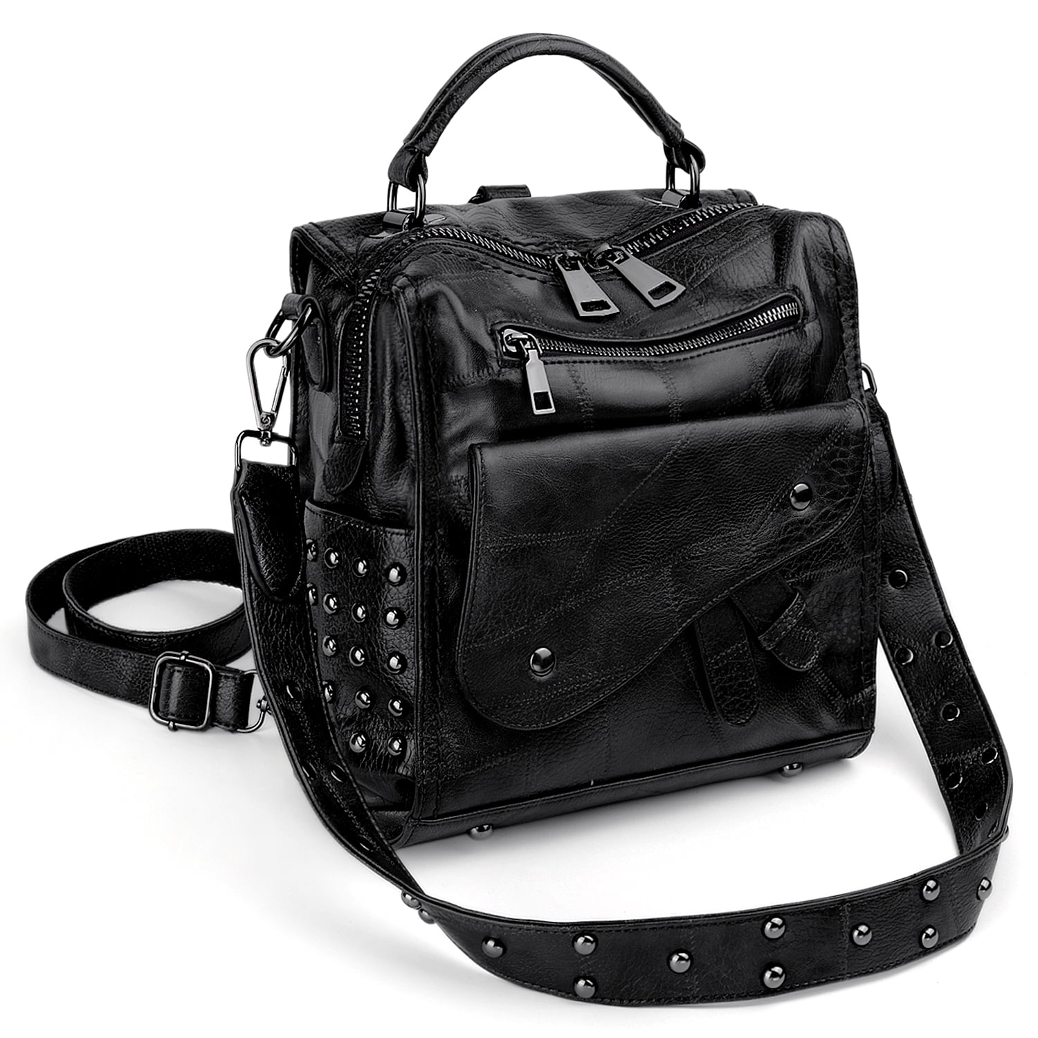 UTO Women's Vegan Leather Backpack, Rivet Studded, Convertible ...