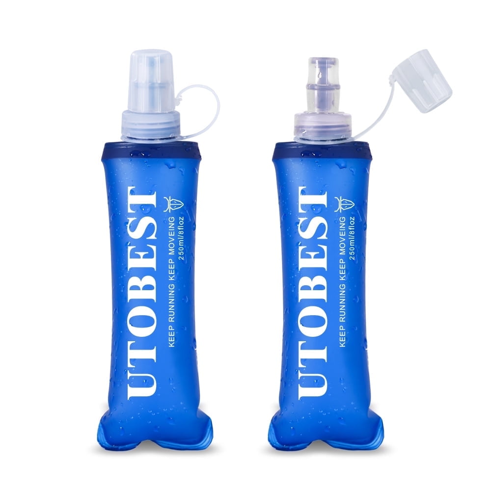 UTOBEST Soft Flask Collapsible Water Bottles, 250ml, Blue, Silicone ...