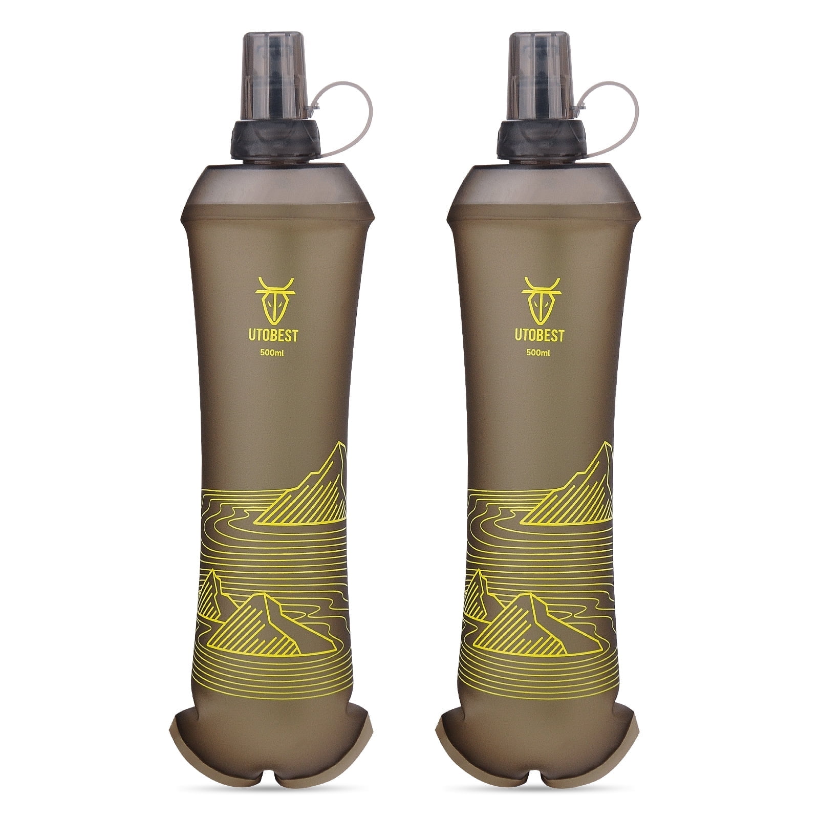 UTOBEST UTR219 500ml Soft Flask Collapsible Water Bottles, Yellow, 28mm ...