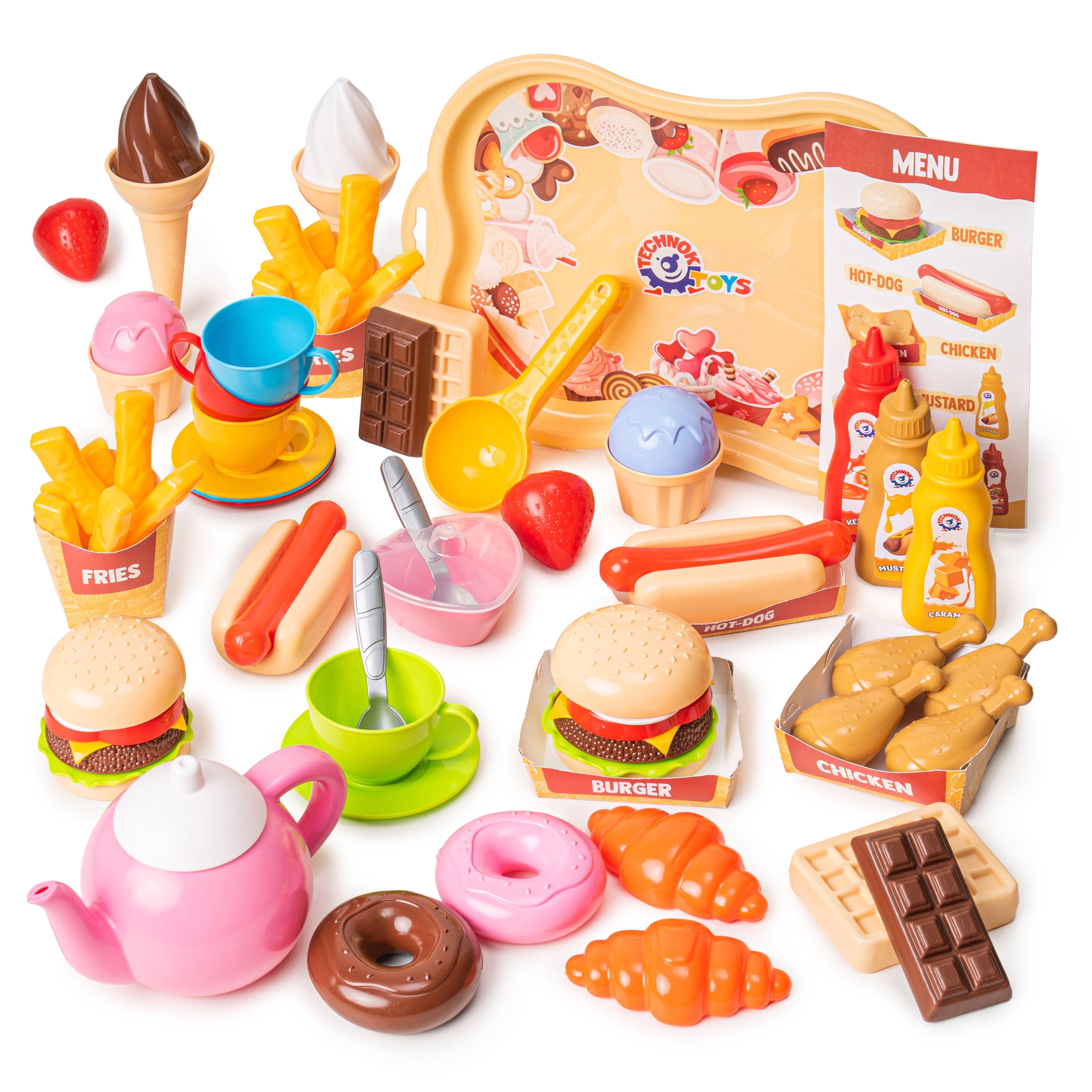 UTOYZ Pretend Play Kitchen Toys Cookware 79 Pcs with Play Dishes and ...