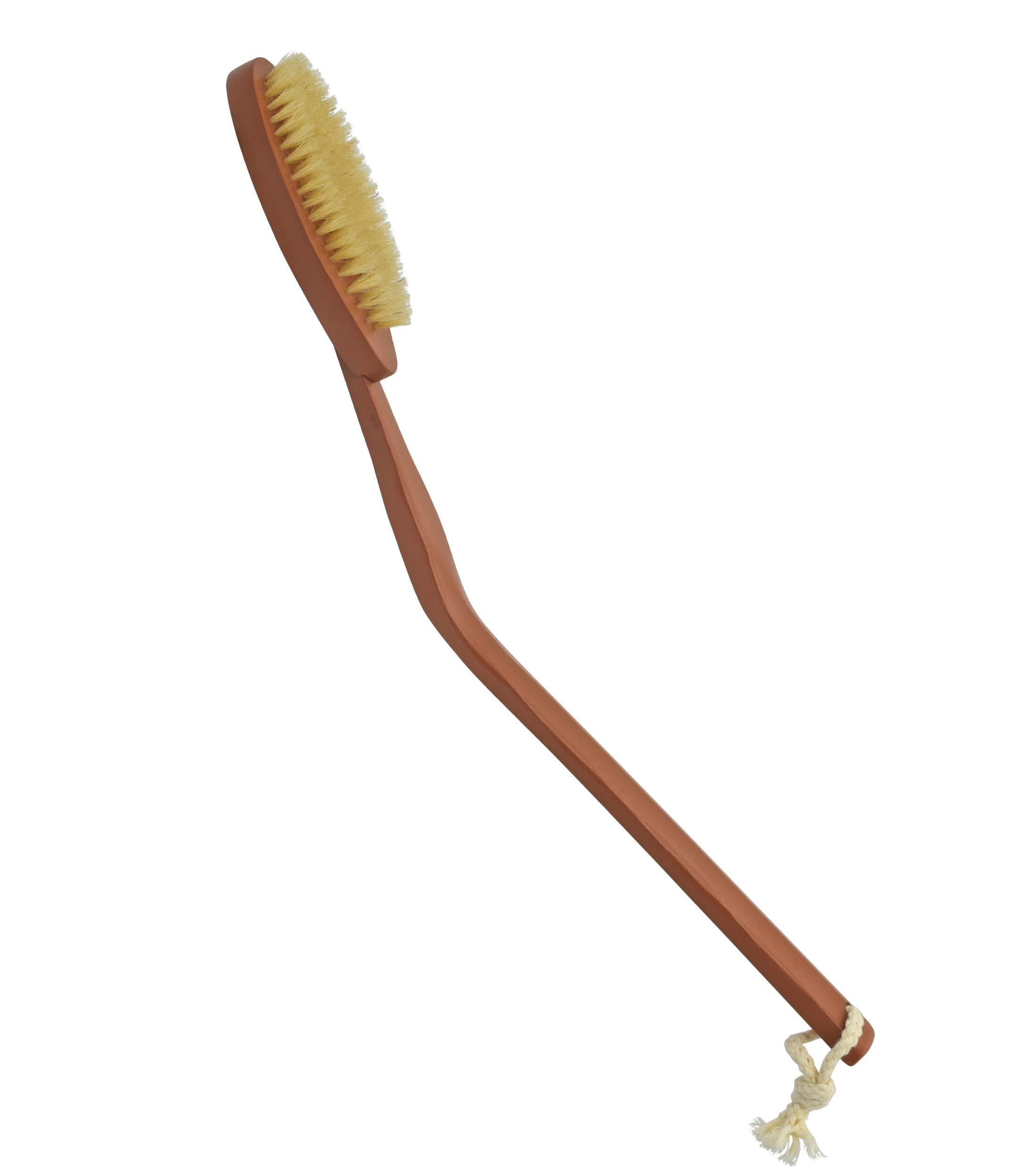 Utrax 20 Long Detachable Wooden Bath Brush With Curved Reach Handle Hanging Wood Shower Brush