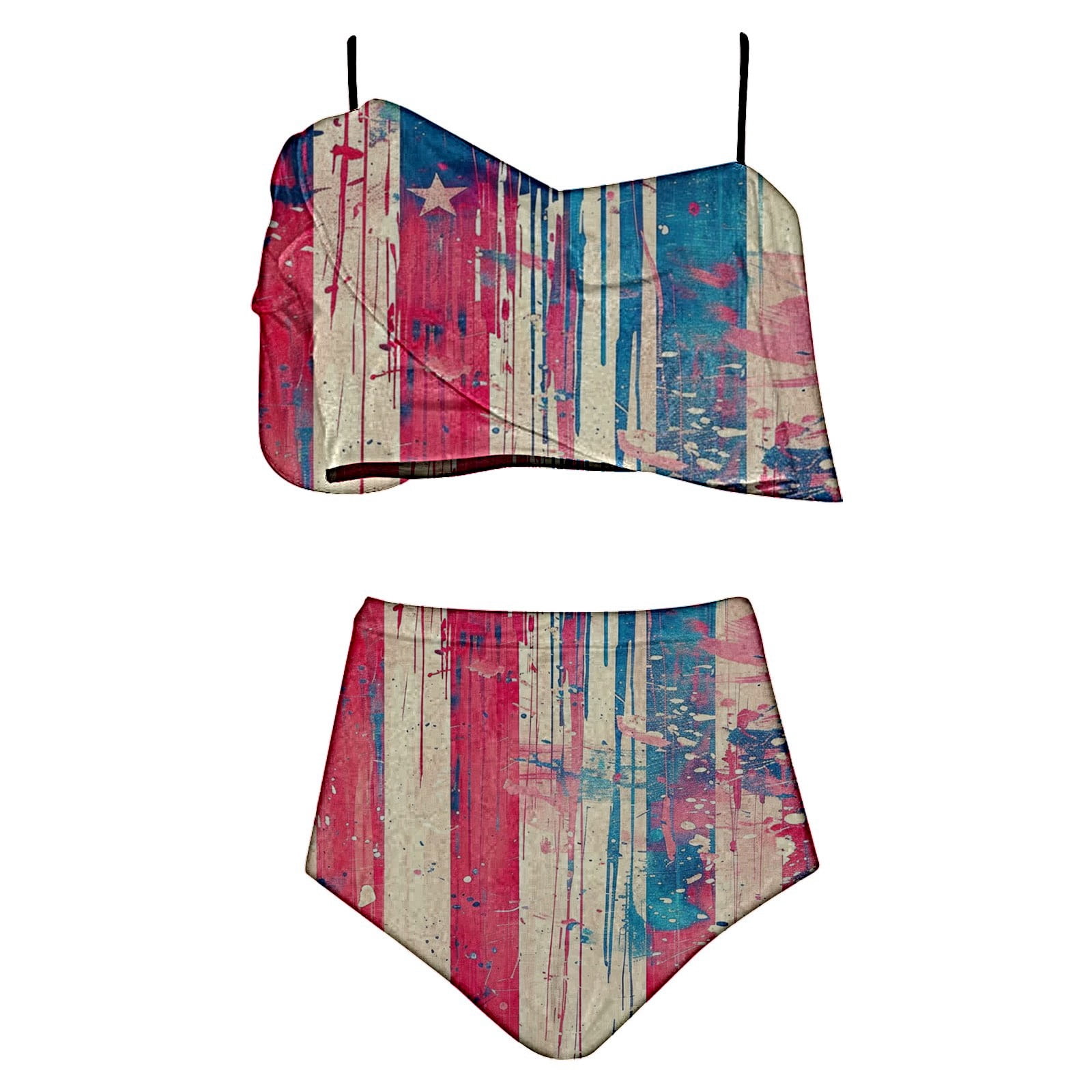 UTSJKR Independence Day Personalized Swimsuit for Women, USA Flags ...