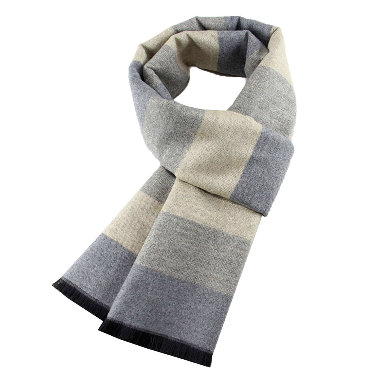 UTSJKR Mens Winter Warm Long Soft Scarf Plaid Tassel Scarf for Men Soft ...