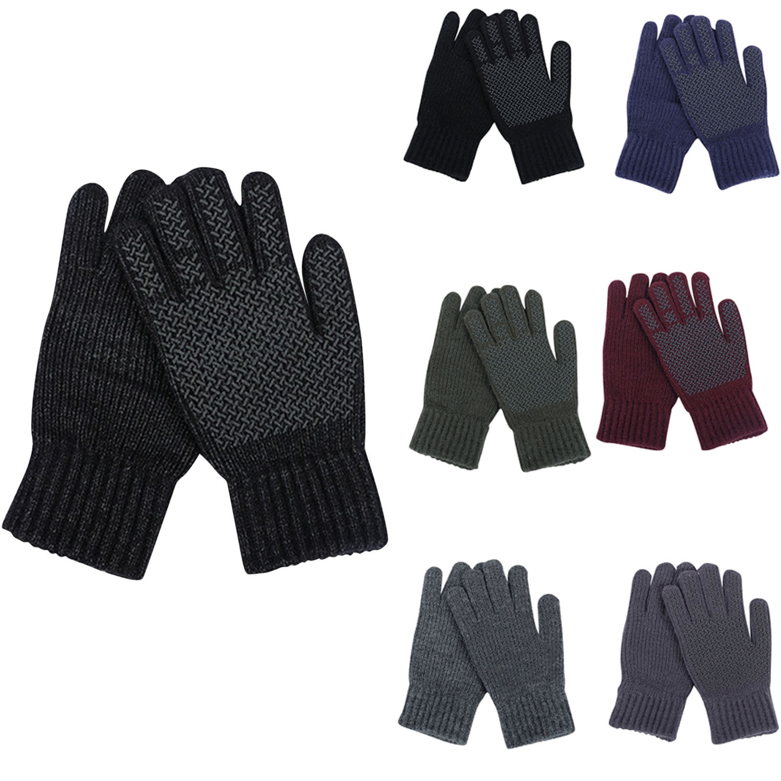 UTSJKR Warm Fleece Knit Winter Gloves for Men Women Touch Screen ...