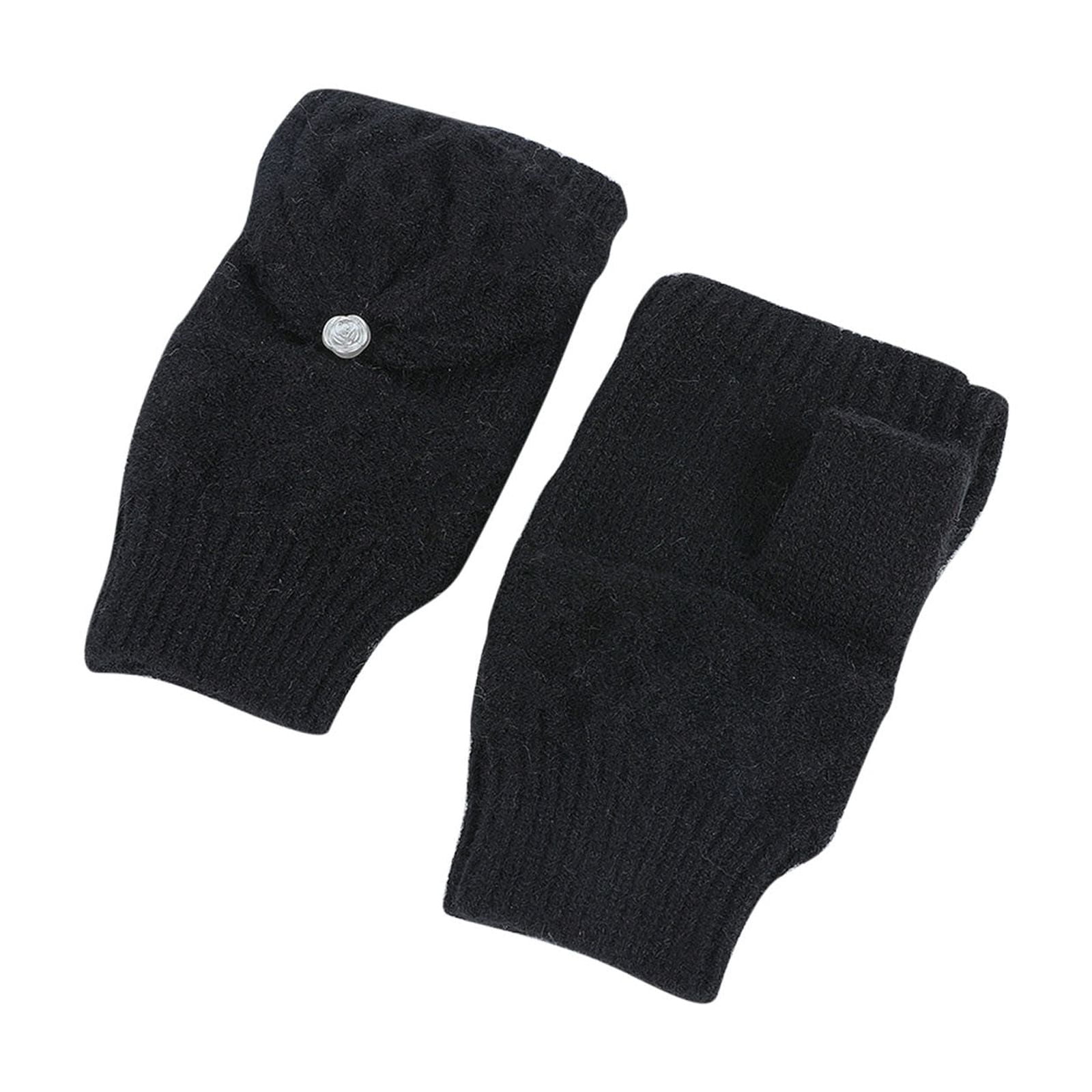 UTSJKR Winter Fingerless Gloves for Women, Convertible Warm Half Finger ...