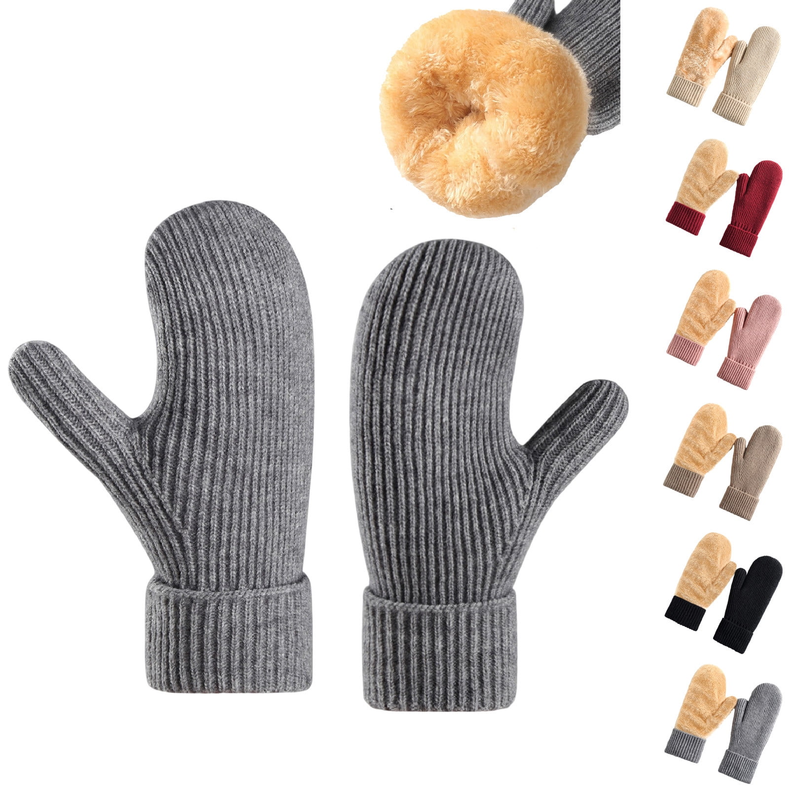 UTSJKR Winter Mittens for Women Men Warm Fleece Lining Stretchy Kit ...