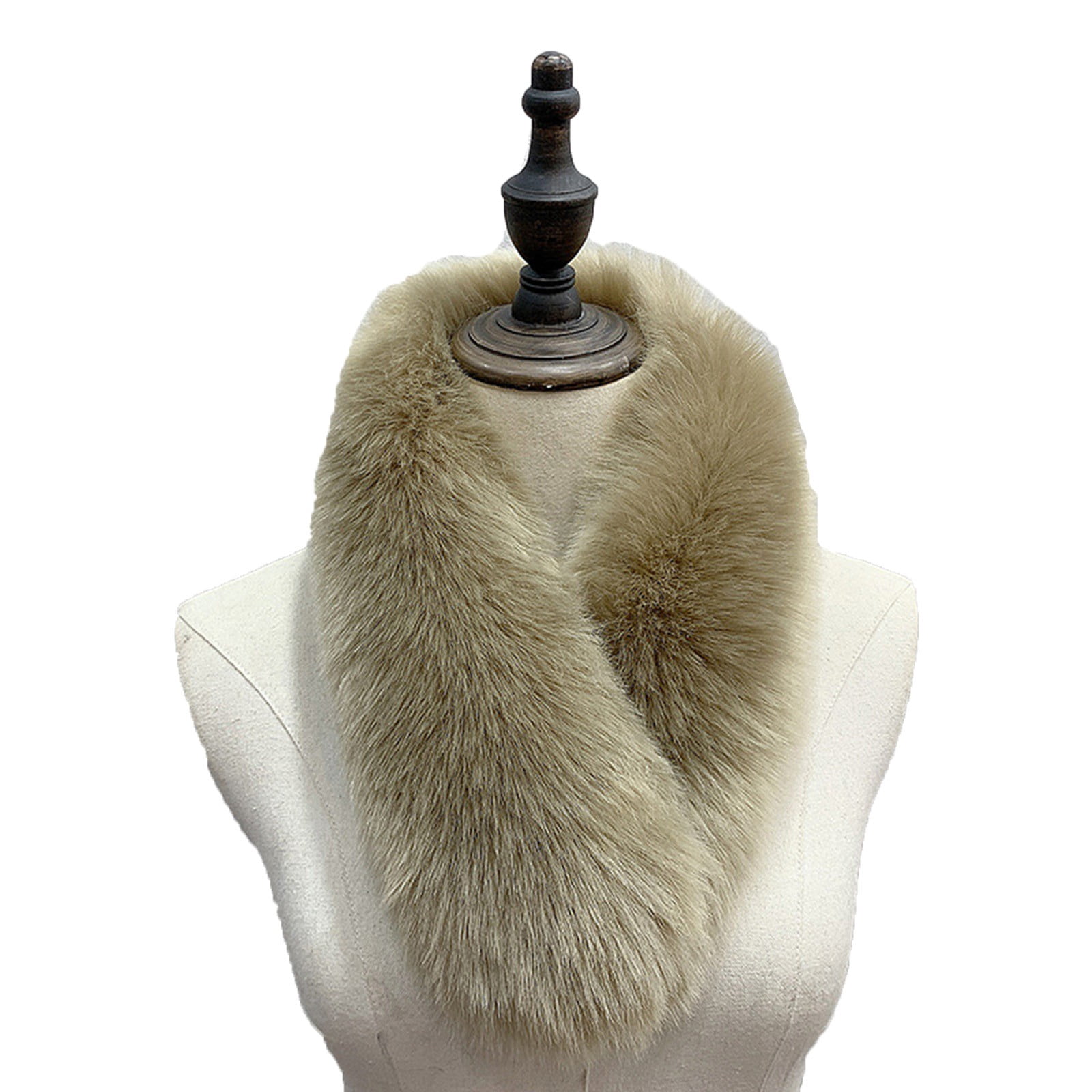UTSJKR Women Fashion Solid Color Faux Fox Fur Scarf Collar Winter Soft ...
