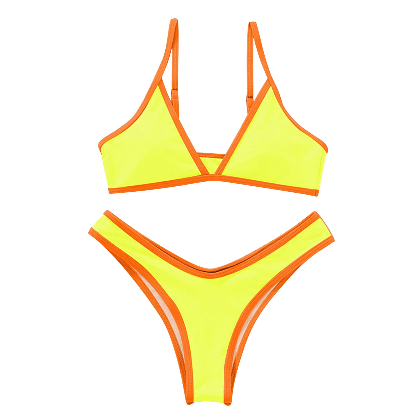 UTSJKR Women Triangle High Cut Bikini Sets Color Block Split Style Sexy ...